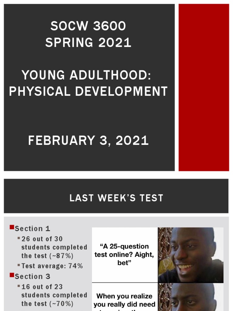 2-3-21 PPT Early Adulthood Physical Development | PDF | Senescence | Obesity