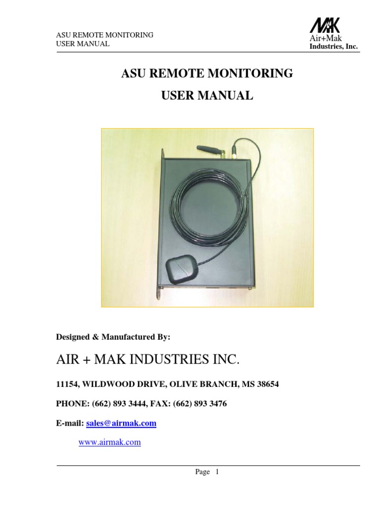 Asu Remote Monitoring User Manual: Air + Mak Industries Inc | PDF | General Packet Radio Service ...