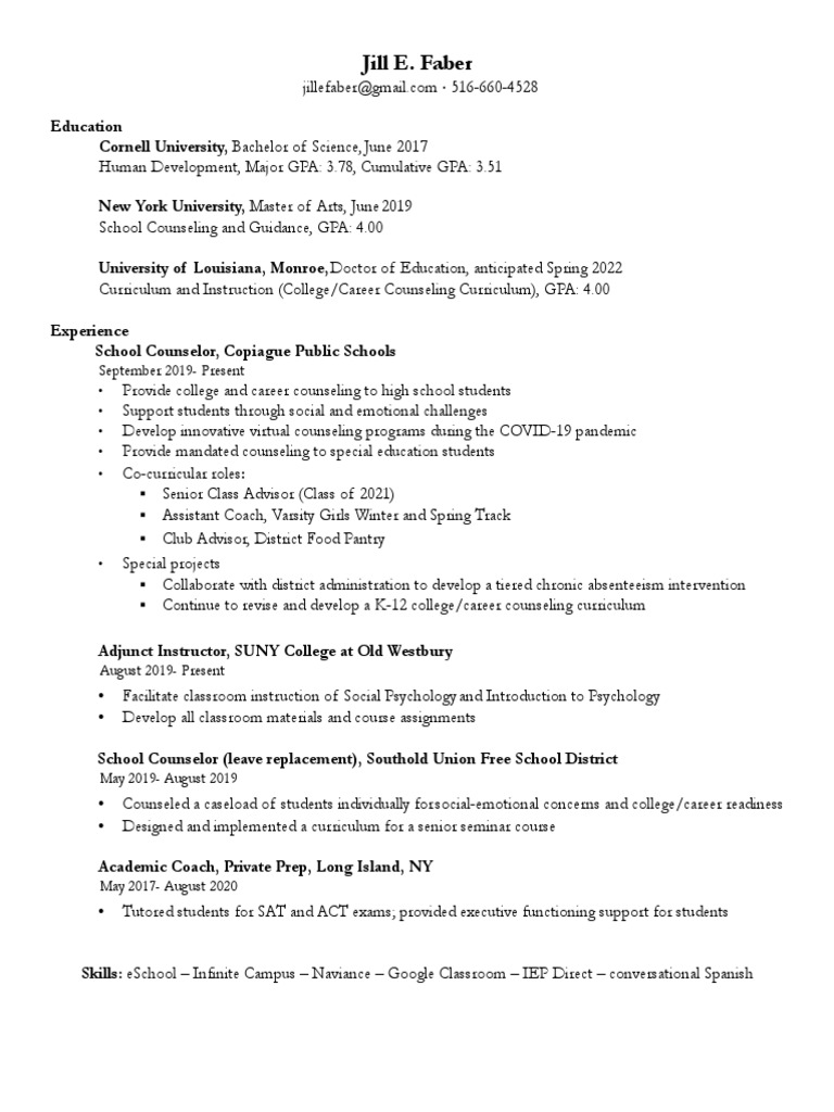 Jill Faber Resume2021 | PDF | Career & Growth