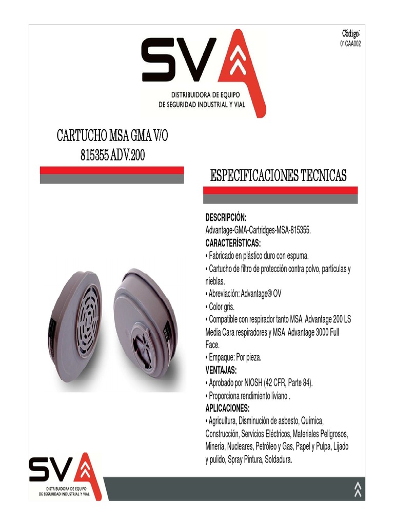 Cartucho MSA 815355 para Respiradores | PDF | Tecnología