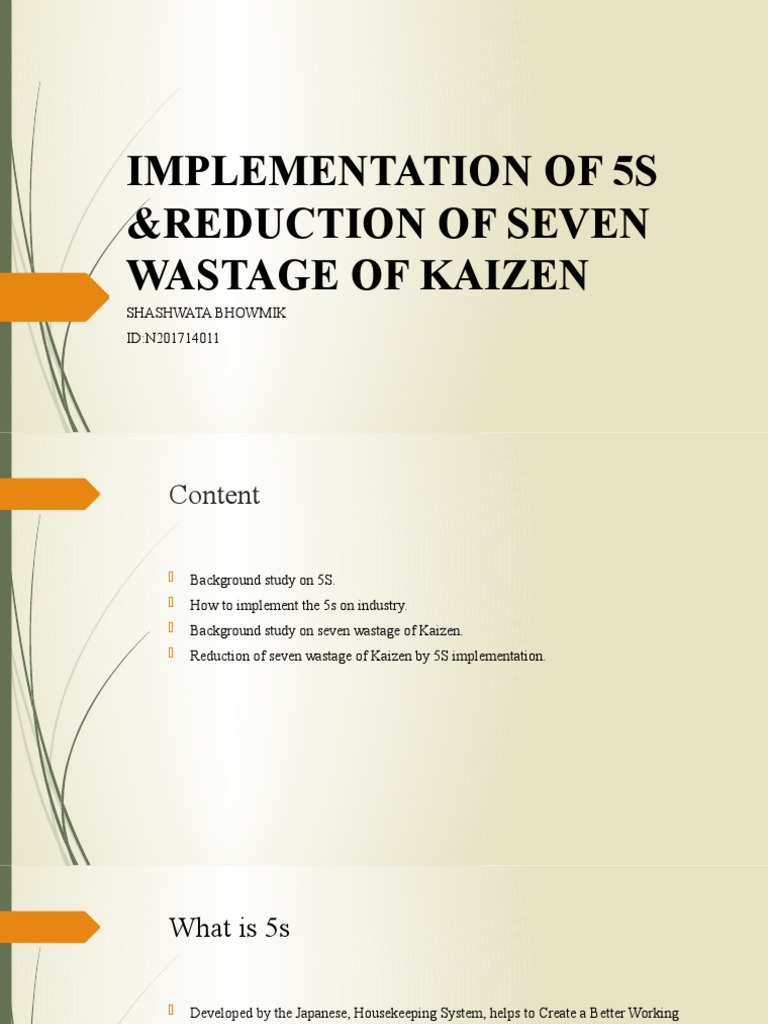 Implementation of 5S &reduction of Seven Wastage | PDF | Inventory ...