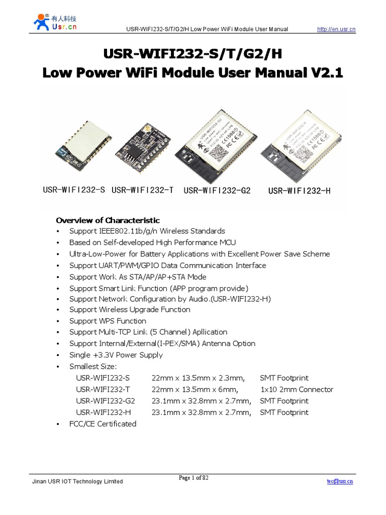 USR-WIFI232 Low Power WiFi Module User Manual V2.2 | PDF | Wi Fi | Port ...