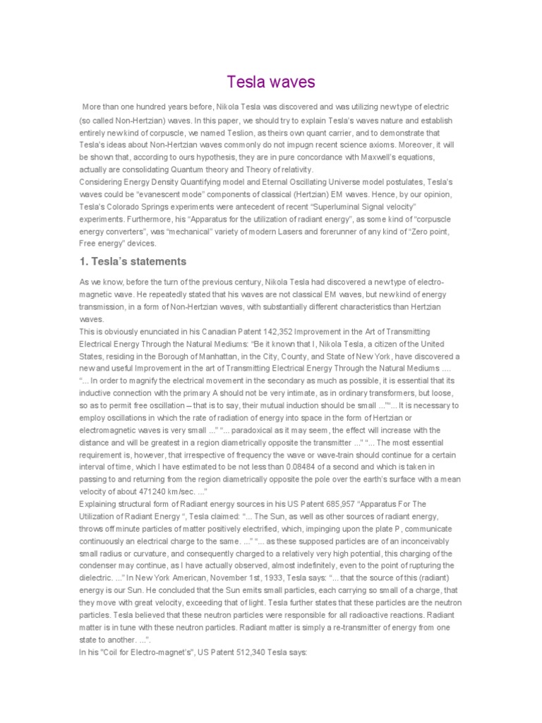 Tesla Waves | Download Free PDF | Waves | Speed Of Light