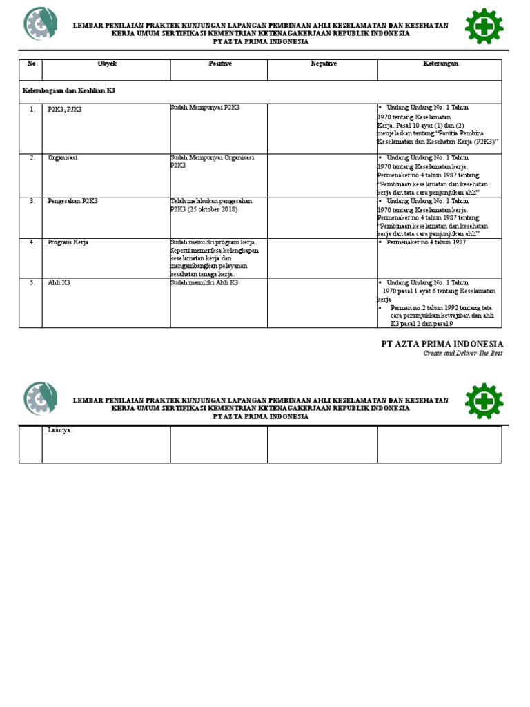 Form Checklist PKL | PDF