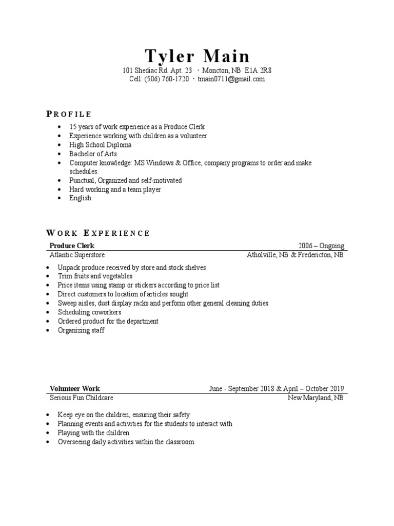 Main Tyler Resume 2021-04-09 | PDF | Further Education