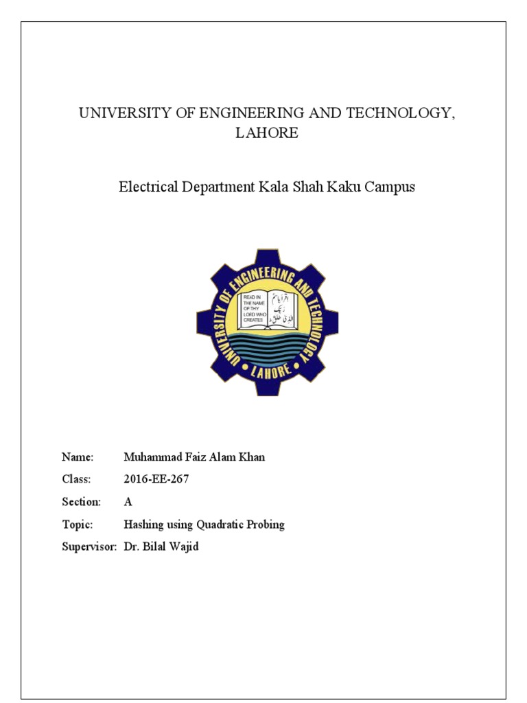 Task 3 Hashing Quadratic Probing Pdf Algorithms And Data Structures Computer Science