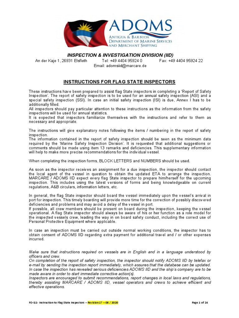Safety Inspection Guidelines for Inspectors | PDF | Tonnage | Oil Tanker