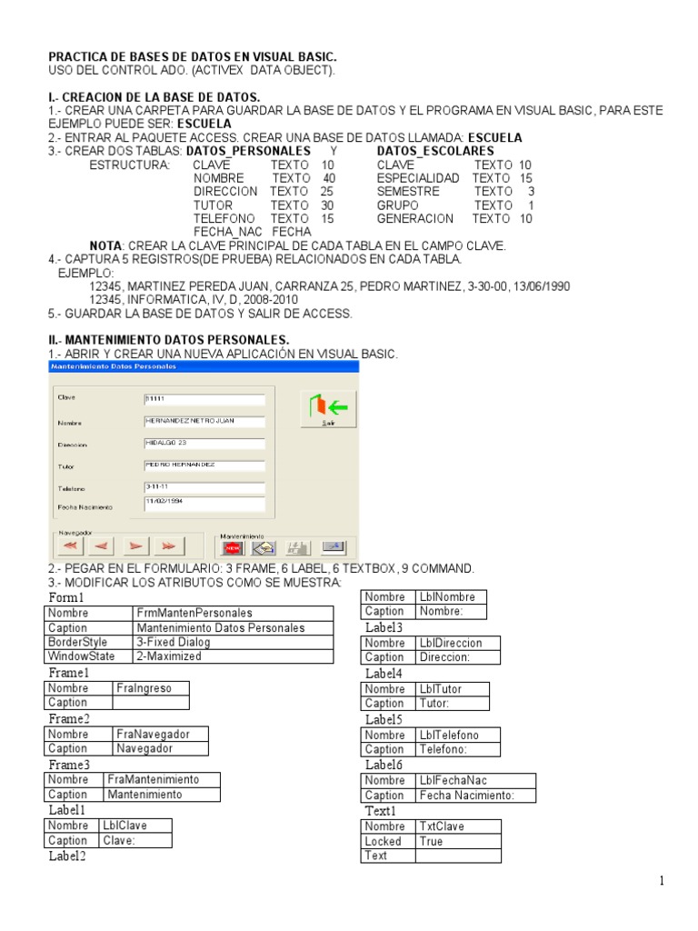 Practica de Bases de Datos en Visual Basic | PDF | Programación de ...