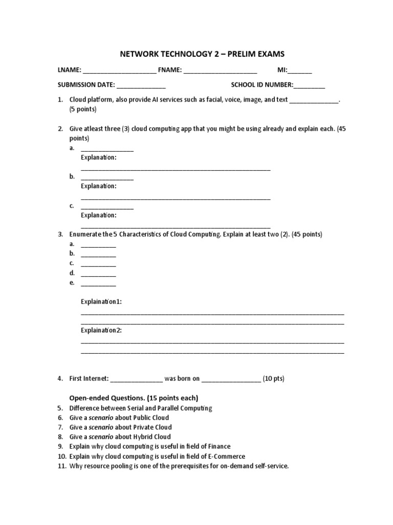 Network Technology 2 - Prelim Exams | PDF | Cloud Computing ...