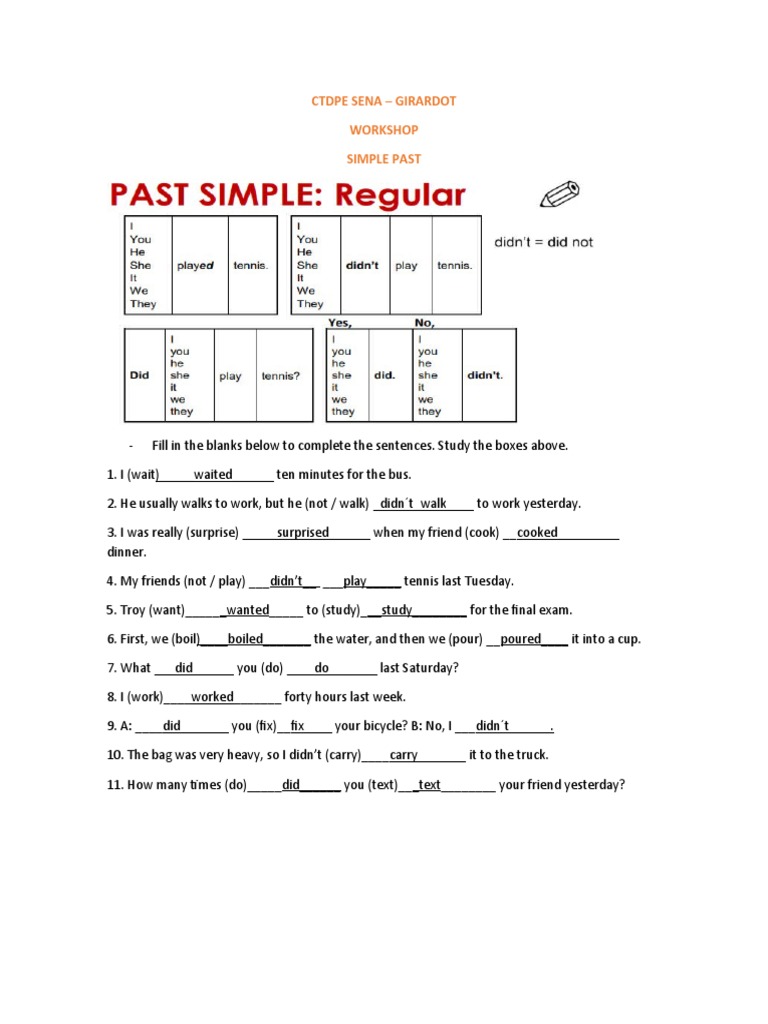 Workshop Simple Past | PDF