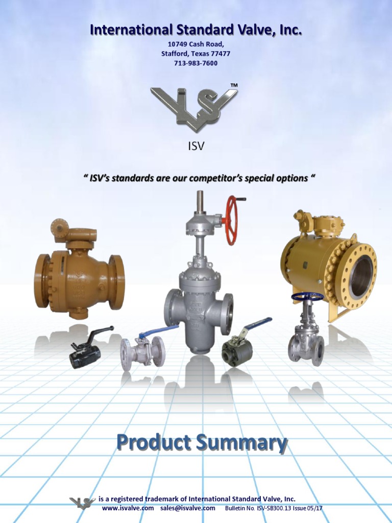 ISV Product Summary SB-300.13 Rev00 - Web | PDF | Valve | Mechanical ...