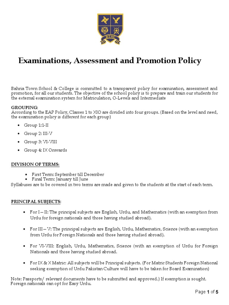 Examination Policy 2021-2022 | PDF | Test (Assessment) | Educational ...