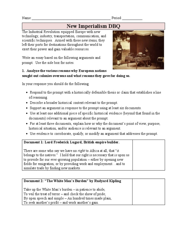 New Imperialism DBQ | PDF | Evidence | Thesis