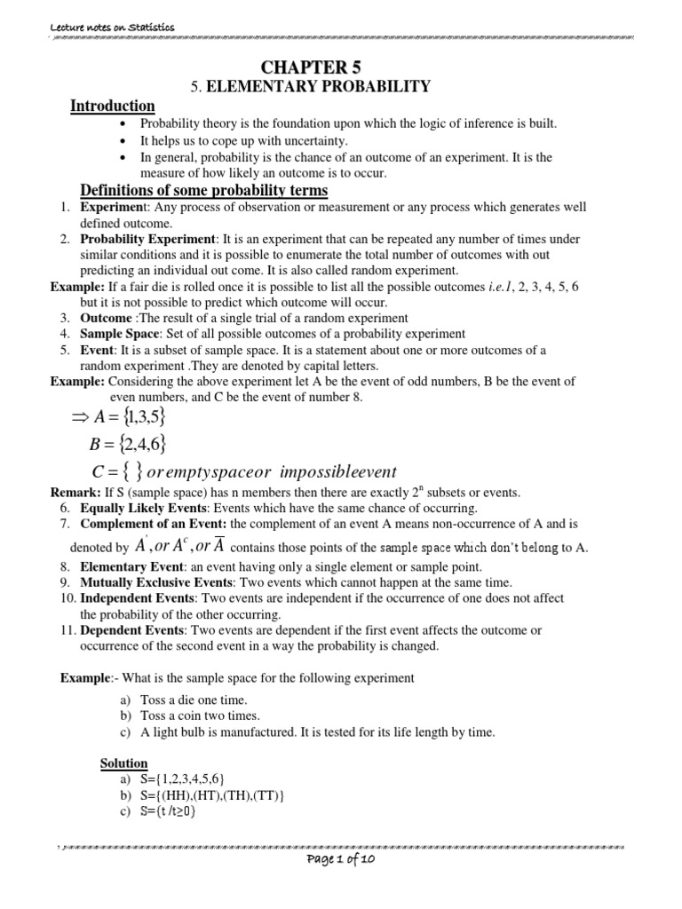 Chapter-5-Elementary Probability | PDF | Randomness | Probability