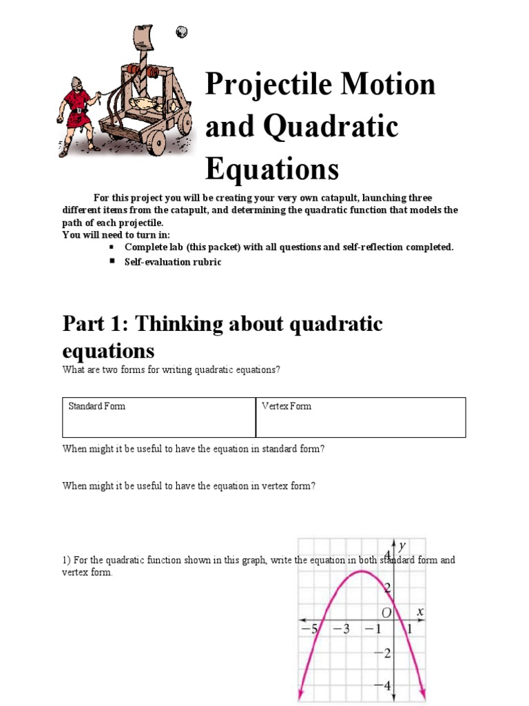 Catapults and Projectile Motion Project | PDF | Quadratic Equation ...