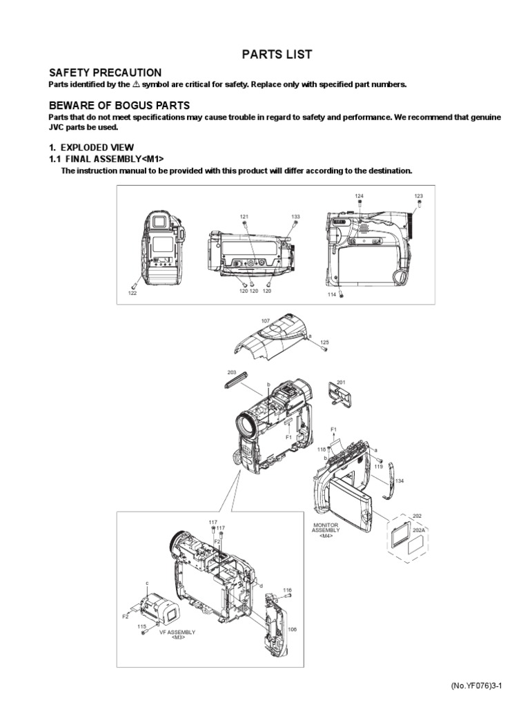 JVC Parts List & Safety Guide | PDF | Equipment | Manufactured Goods