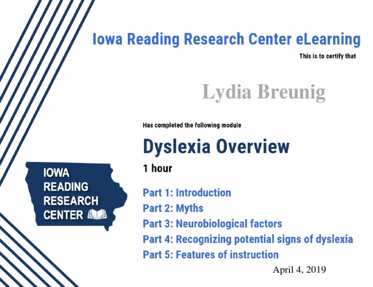 Dyslexia Certificate | PDF