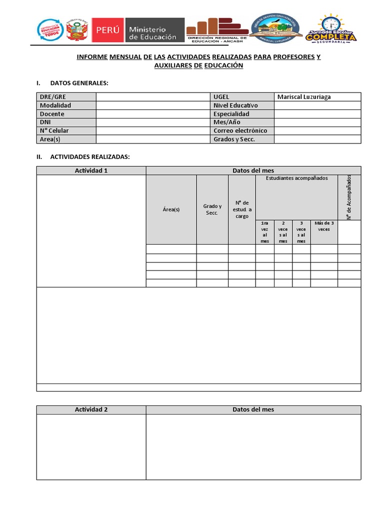 Formato Mensual en Blanco | PDF