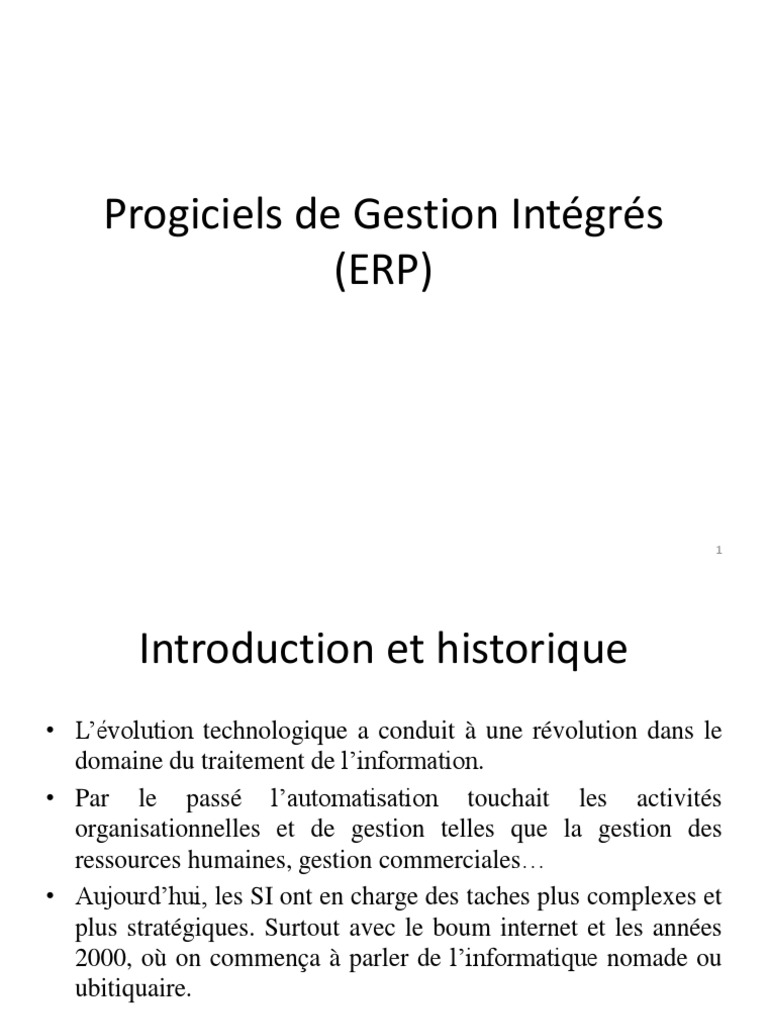 Chapitre 2 Progiciels de Gestion Intégrés (ERP) | PDF | Progiciel de ...