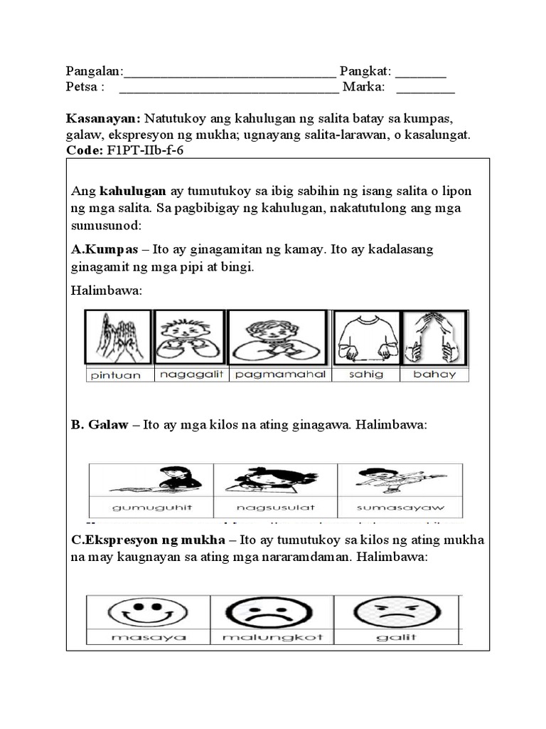 Worksheet-Grade-1-Week 7-Filipino | PDF