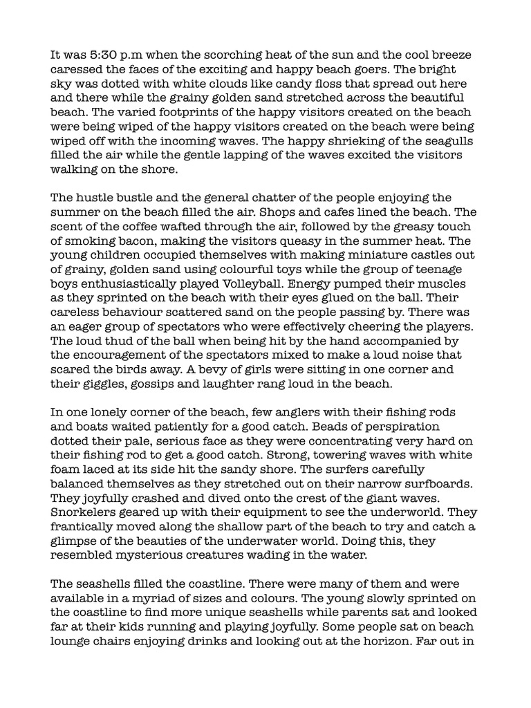 Beach Descriptive Essay | PDF | Nature