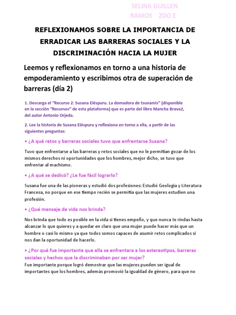 Tarea de Comu Semana 33 Dia 2 | Descargar gratis PDF | Estereotipos | Mujer