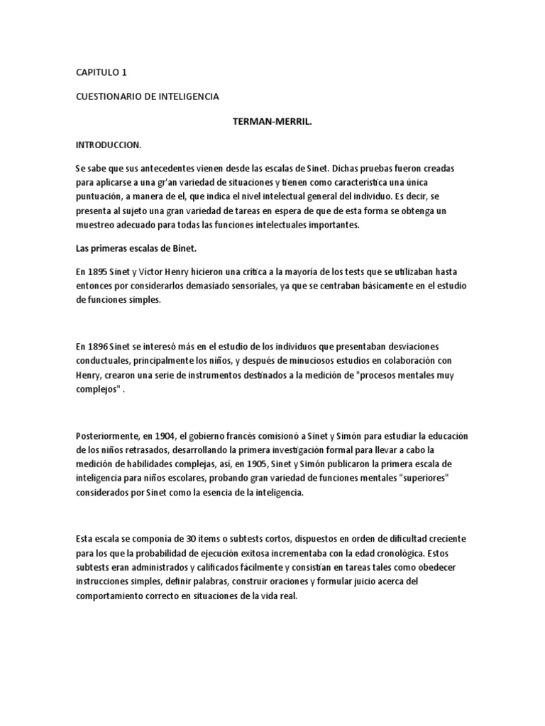 Terman Merril | PDF | Cociente de inteligencia | Inteligencia