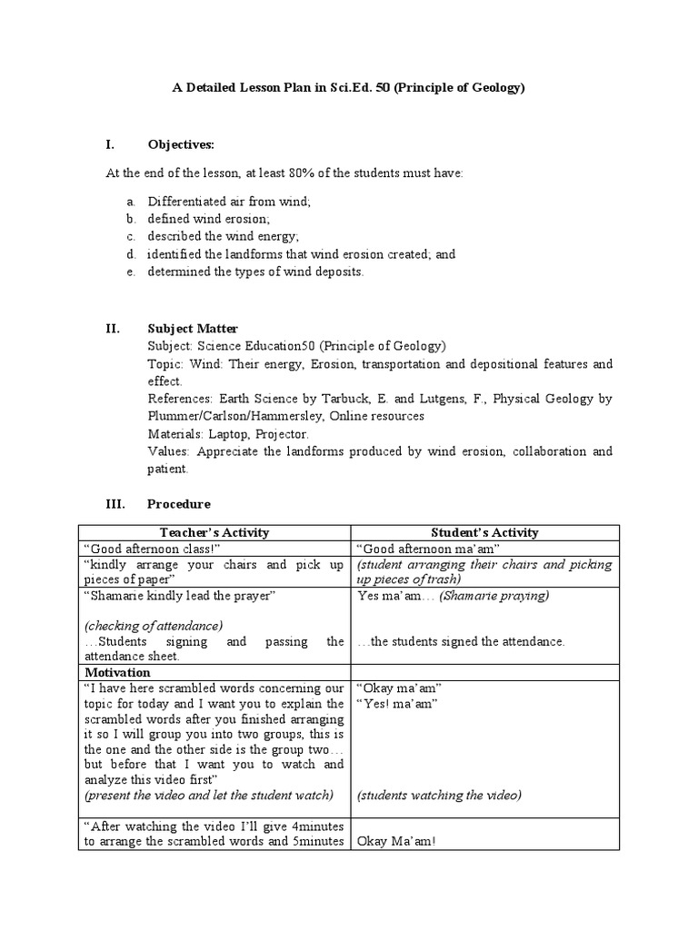 Wind Erosion and Energy Lesson Plan | PDF | Dune | Sedimentology