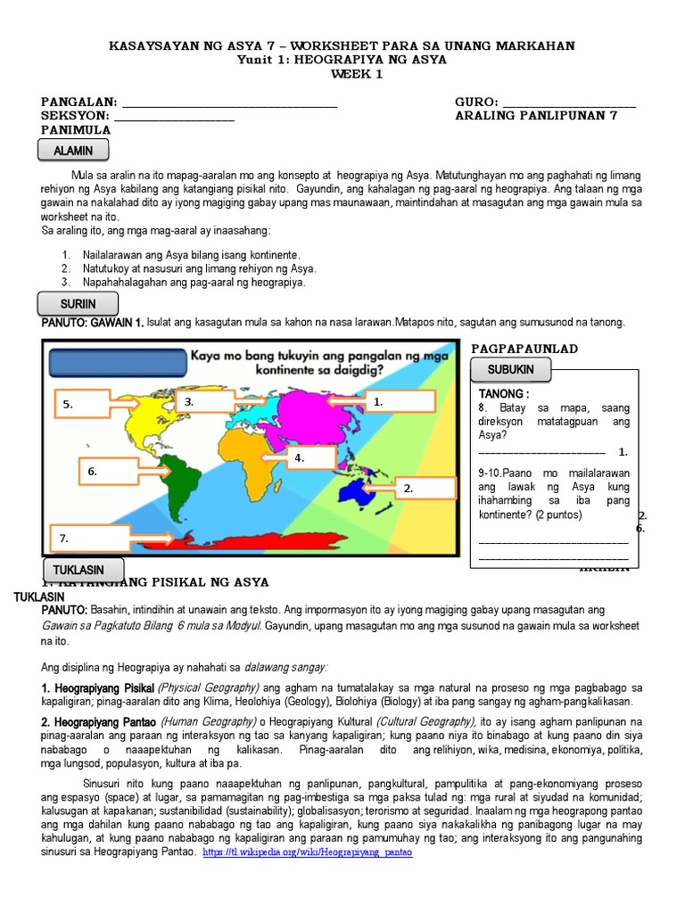 AP 7 Worksheet Week 1 and 2 | PDF