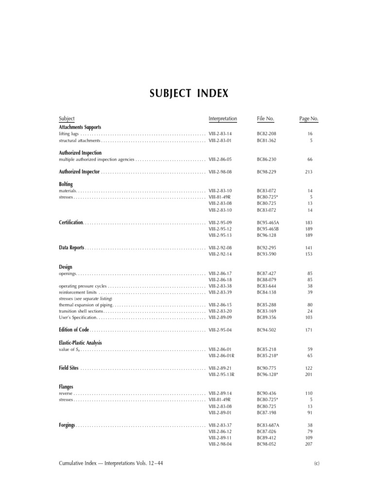 Subject Index: Subject Interpretation File No. Page No | PDF ...