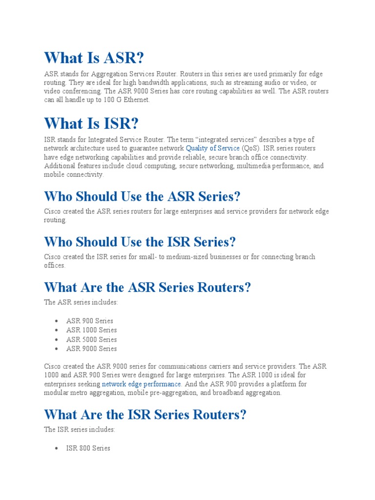 What Is ASR?: Who Should Use The ASR Series? Who Should Use The ISR ...