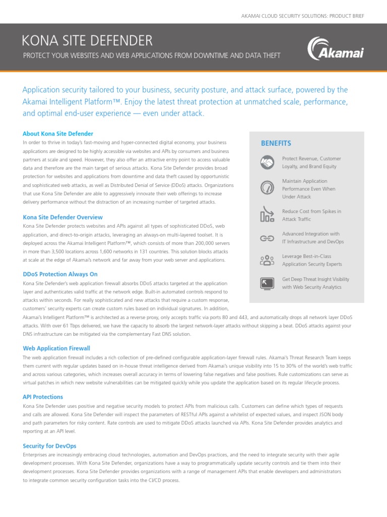Akamai Kona Site Defender Product Brief | PDF | Denial Of Service ...