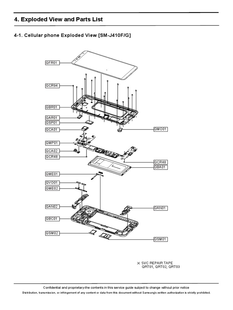 Exploded View and Parts List: 4-1. Cellular Phone Exploded View (SM ...