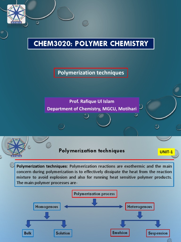 Polymerization Techniques | PDF | Polymers | Emulsion