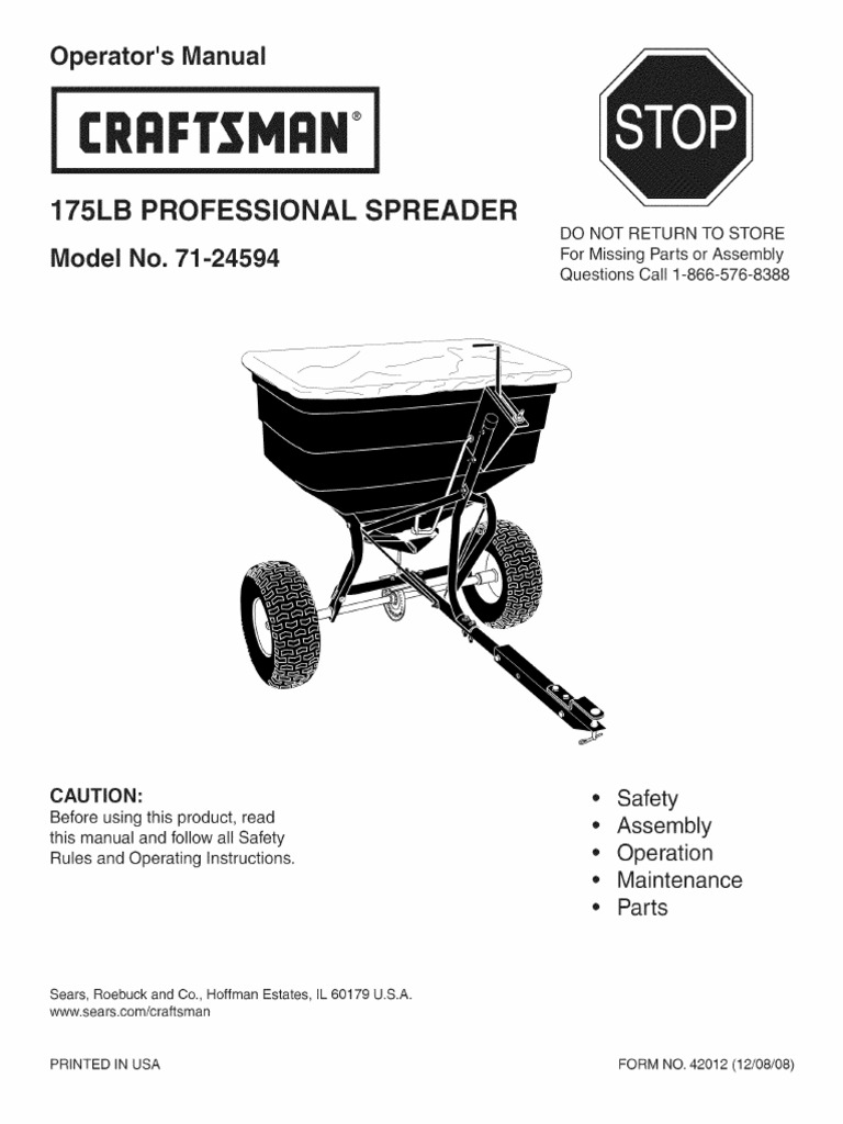 Craftsman Spreader Manual L0812625 | PDF | Nut (Hardware) | Screw