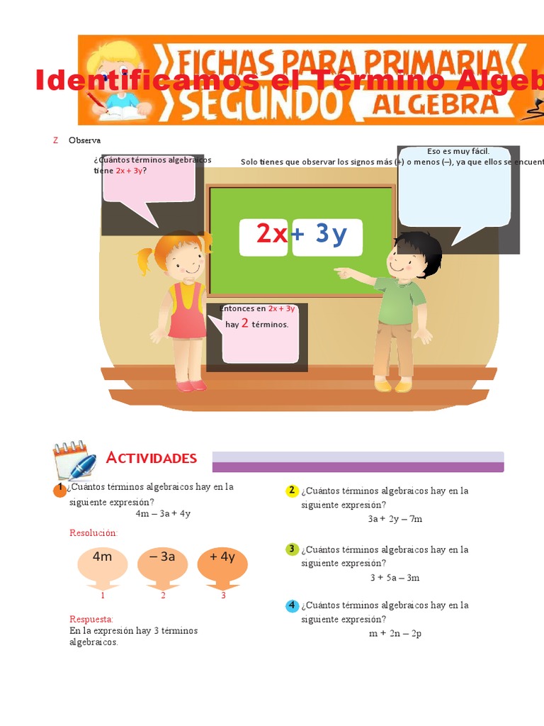 Identificamos El Término Algebraico para Segundo de Primaria | PDF