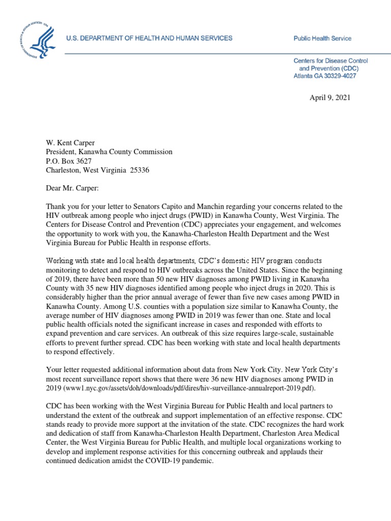 CDC Letter On HIV Outbreak | Download Free PDF | Centers For Disease Control And Prevention ...
