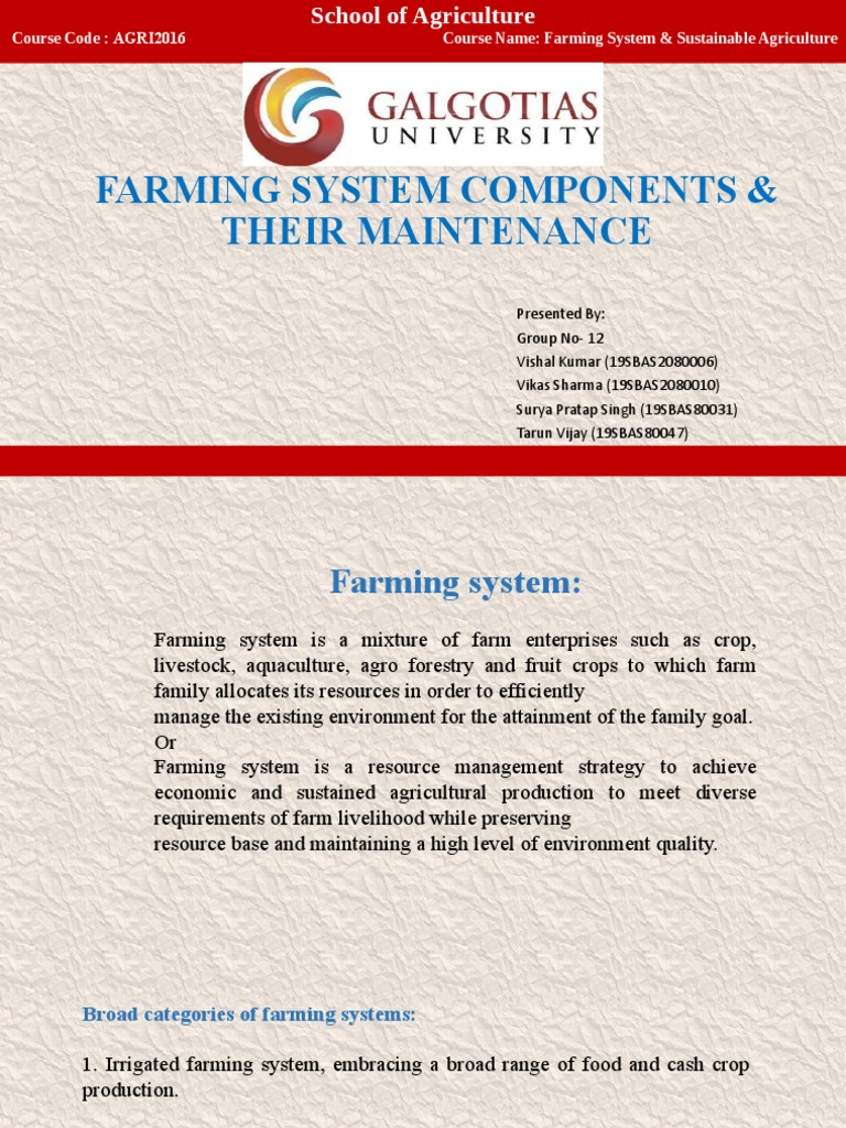 Farming System Components & Their Maintenance | PDF | Livestock | Farmer