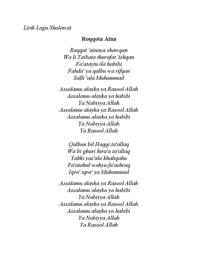 Lirik Qasidah Sholawat | PDF | Seni & Disiplin Bahasa | Agama ...