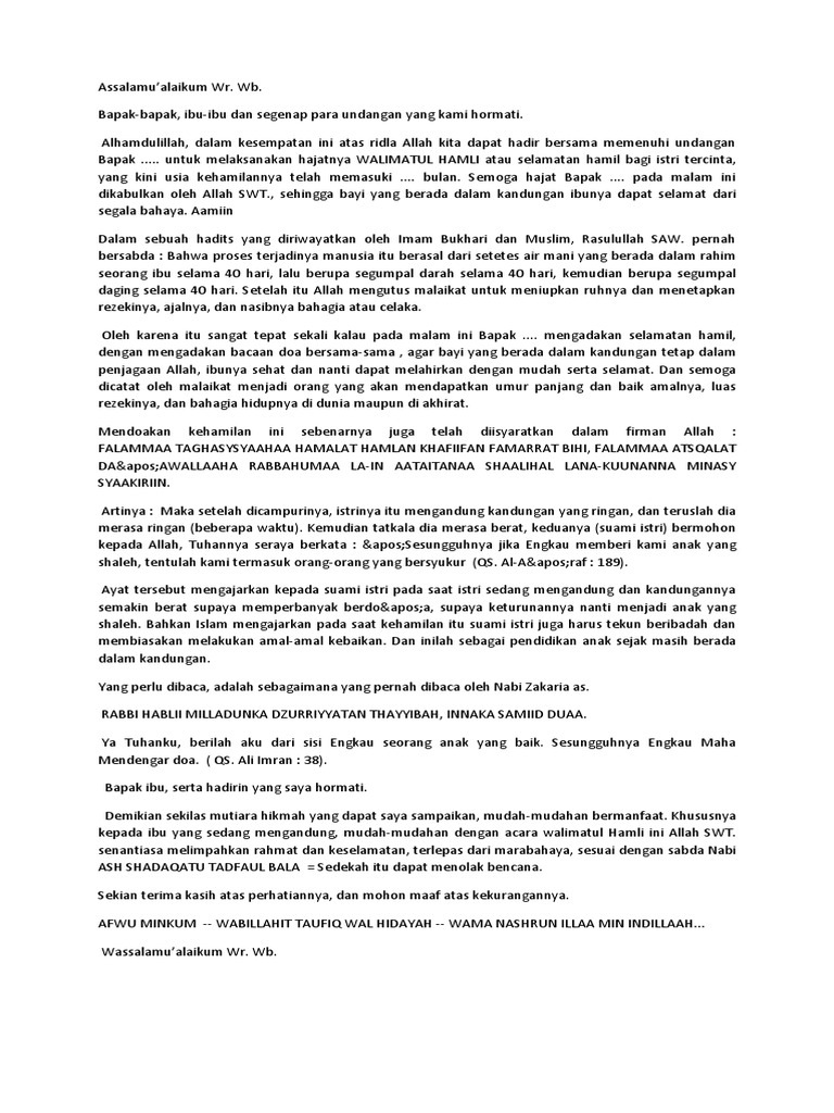 Doa dan Acara Walimatul Hamli | PDF