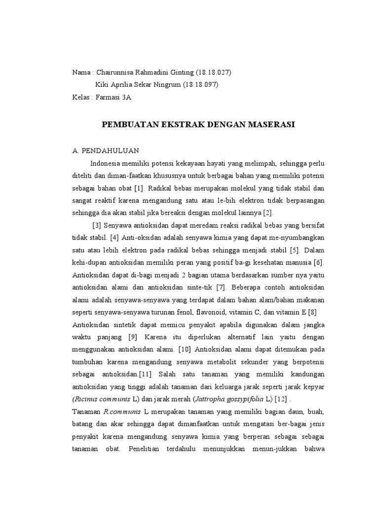 EKSTRAKSI DENGAN MASERASI | PDF
