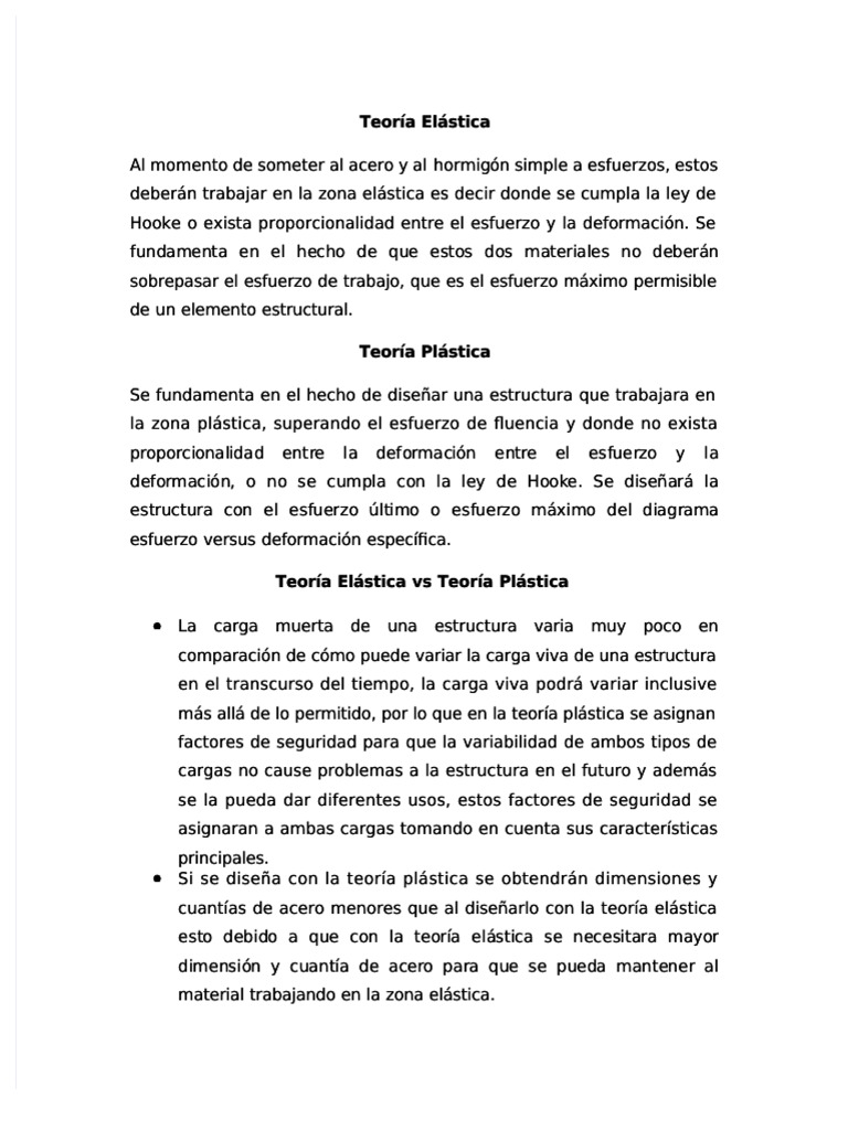 Teoria Elastica Vs Teoria Plastica | PDF | Concreto reforzado | Hormigón
