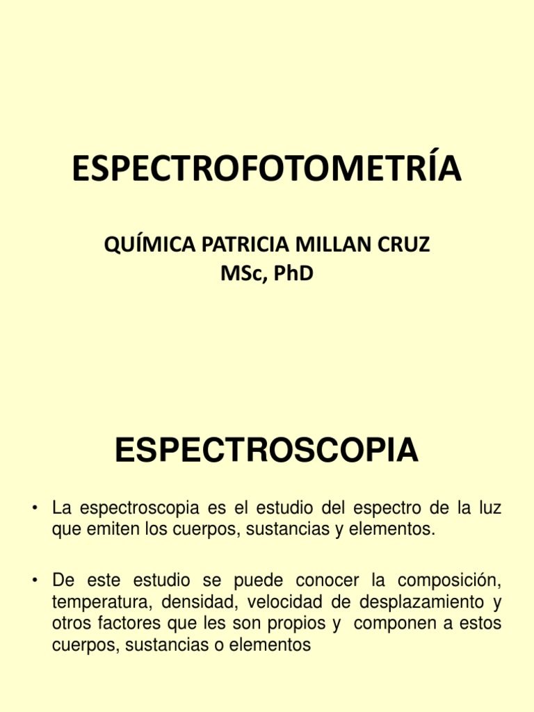 EspectrofotometrÍa Pdf Espectrofotometria Ligero