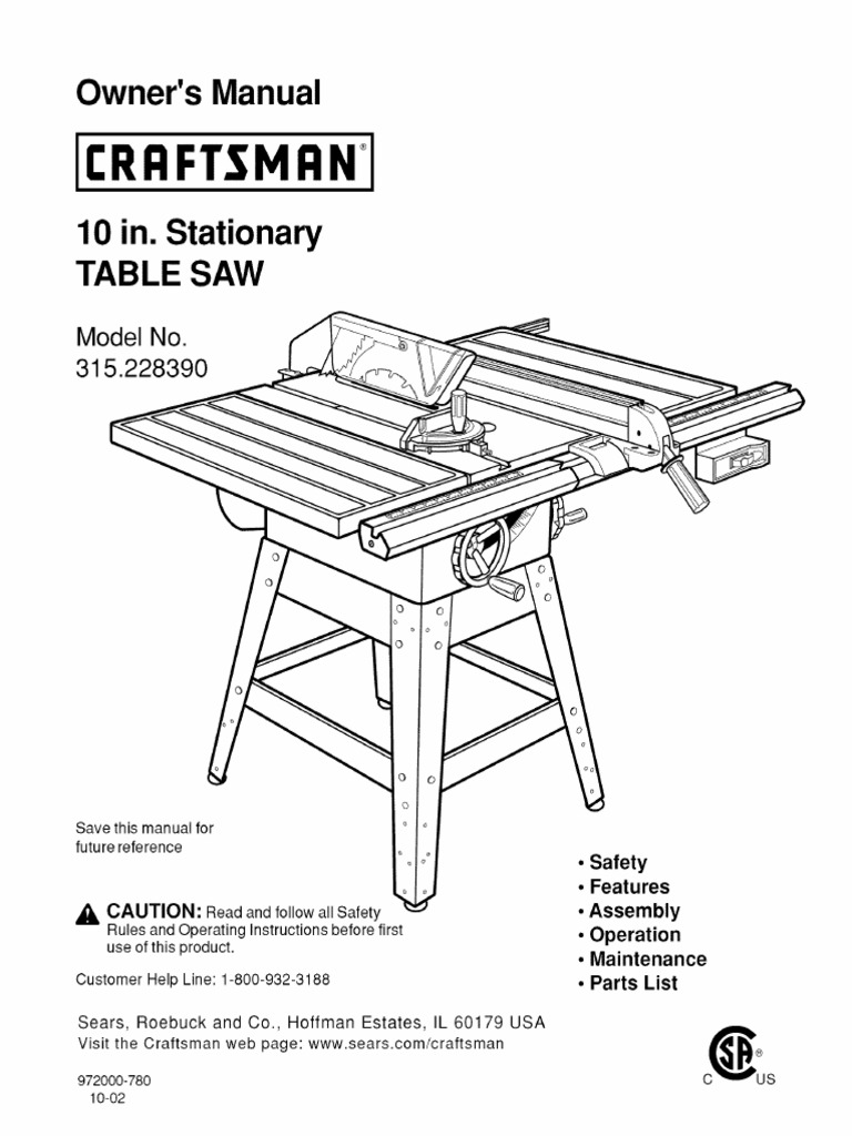 Craftsman 10 Inch Table Saw Manual | PDF | Ac Power Plugs And Sockets ...