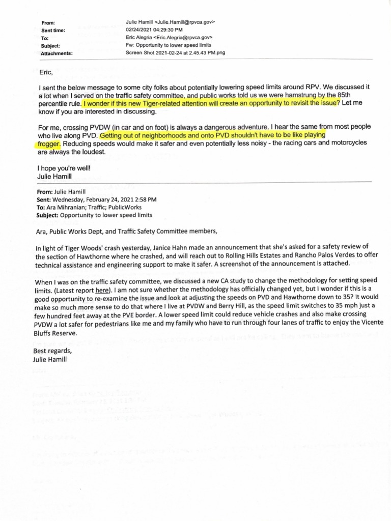 Email From Attorney Julie Hamill | PDF