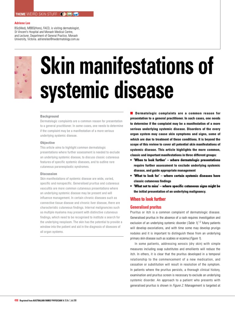 Skin Symptoms of Systemic Disease | PDF | Clinical Medicine | Diseases ...