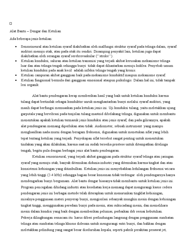 Jenis Ketulian dan Alat Bantu Pendengaran | PDF