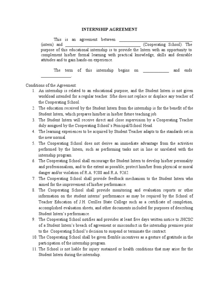 Intern Contract | PDF | Internship | Job Hunting