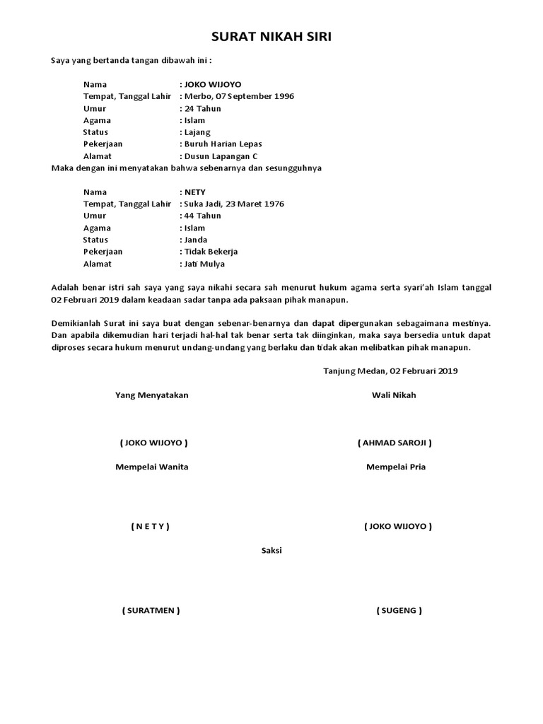 Surat Nikah Siri | PDF