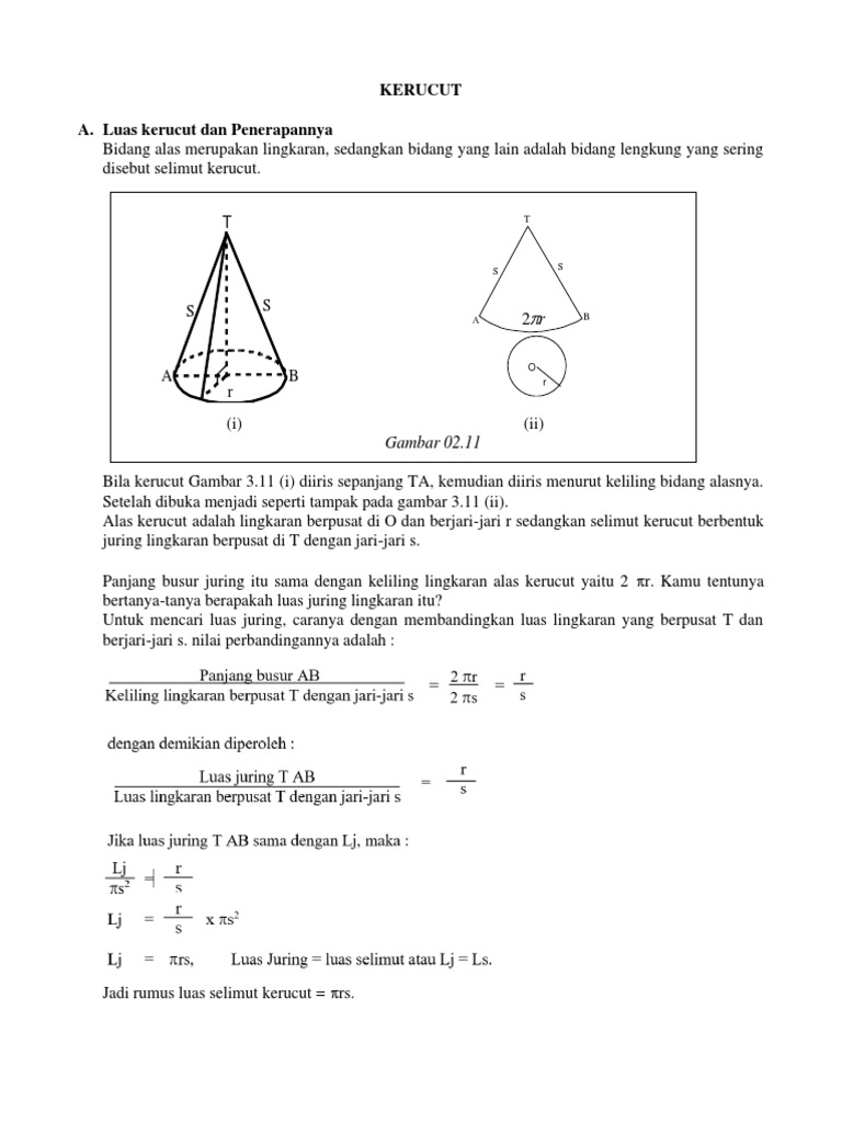Luas Dan Volume Kerucut | PDF